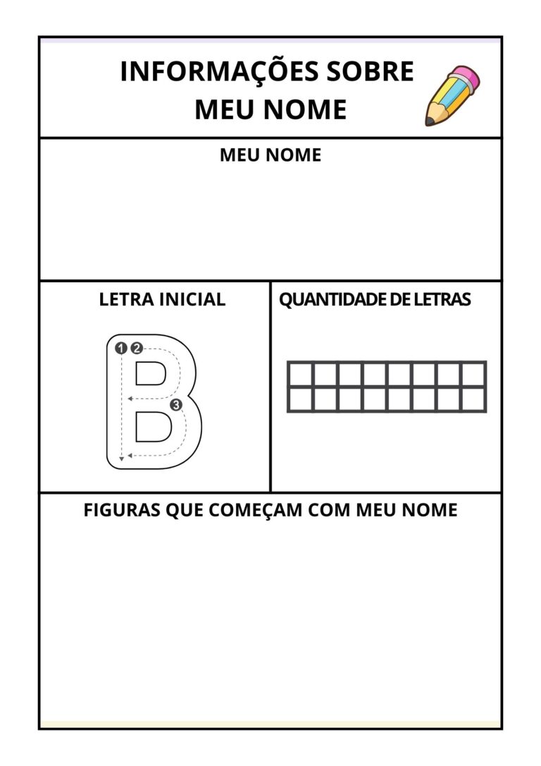 Atividade com o Nome para Educação Infantil para Imprimir (PDF)
